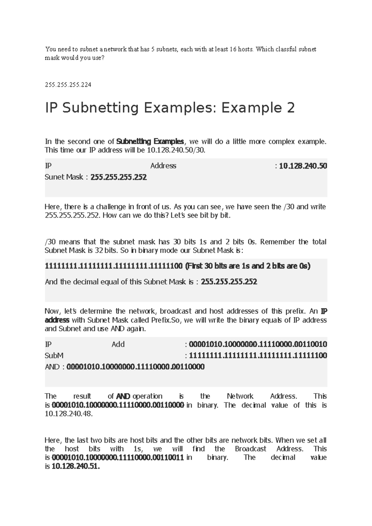 OSI LAYERS TRANSPORT LAYER NUMERICALS - You need to subnet a network that has 5 subnets, each ...