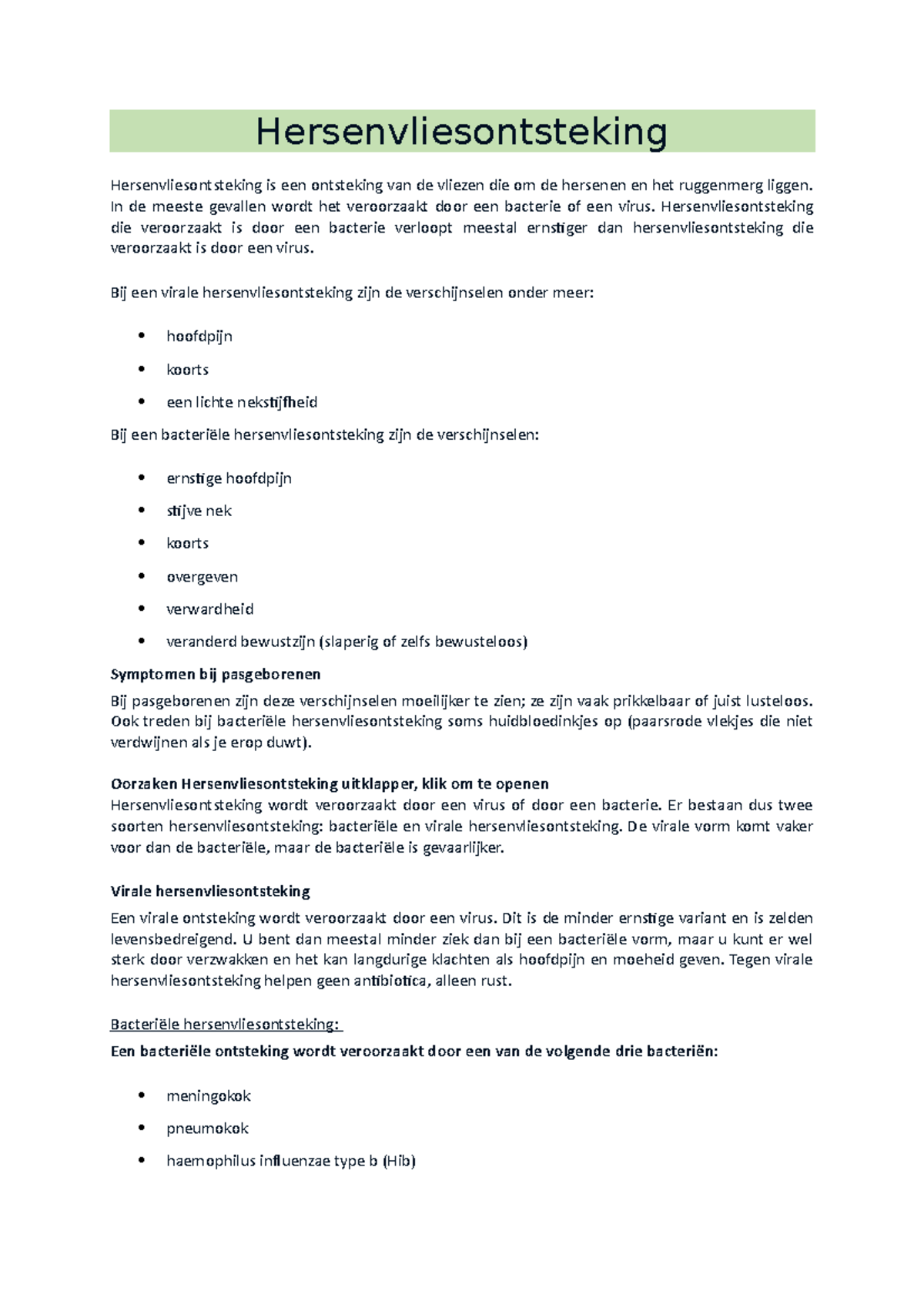 Hersenvliesontsteking - Hersenvliesontsteking Hersenvliesontsteking is ...