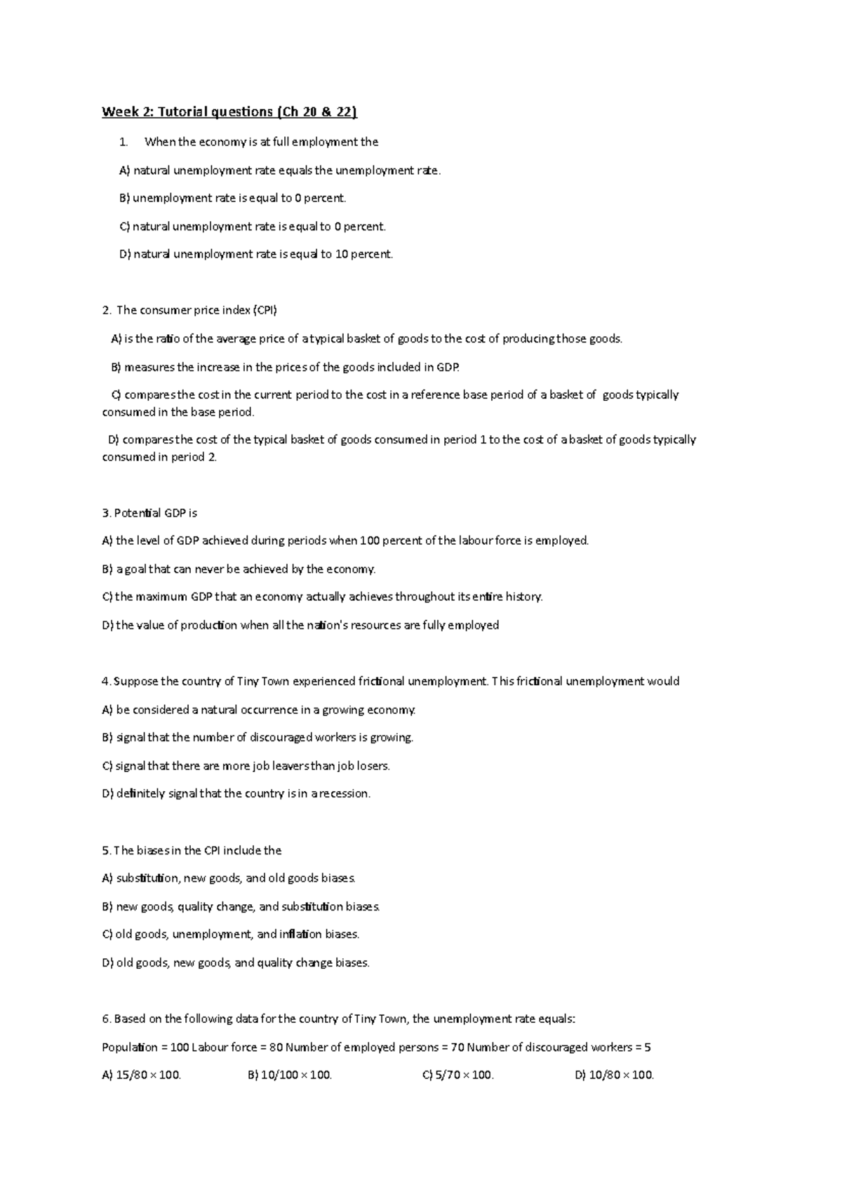 Week 2 Tut questions - Week 2: Tutorial questions (Ch 20 & 22) When the ...