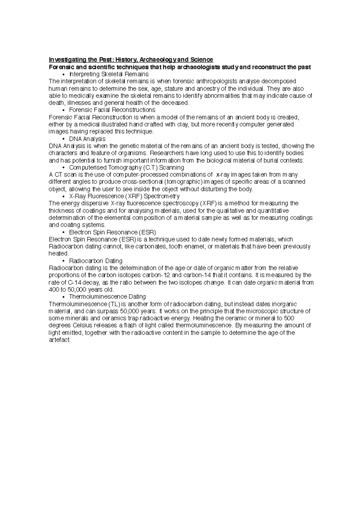 Ancient Historical Investigation Exam Notes - Investigating the Past ...