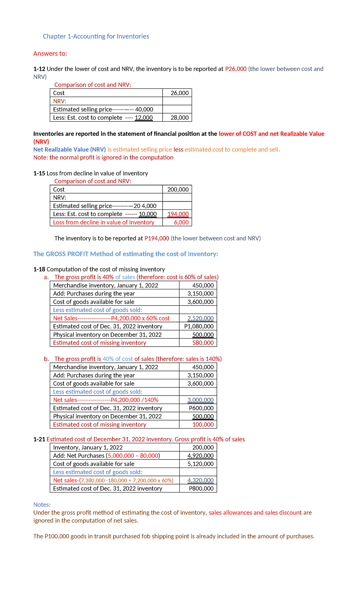 2. Chap. 1-Inventories - Chapter 1-Accounting for Inventories Answers ...