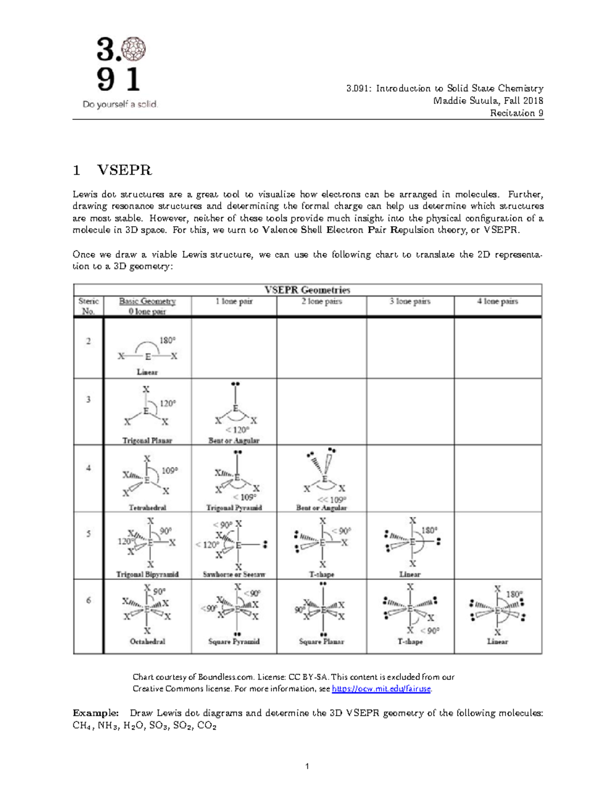 VSEPR and polarity - 1 3: Introduction to Solid State Chemistry Maddie ...