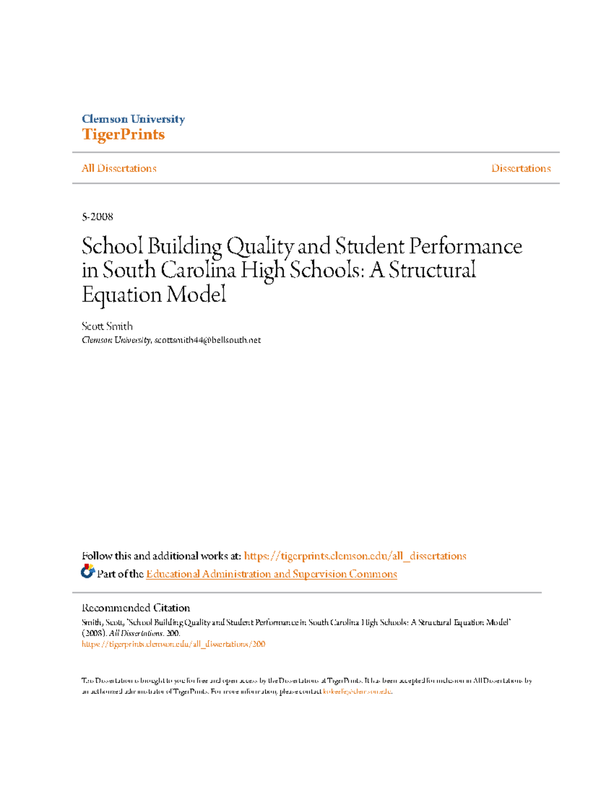 School Building Quality and Student Performance in South Carolina ...