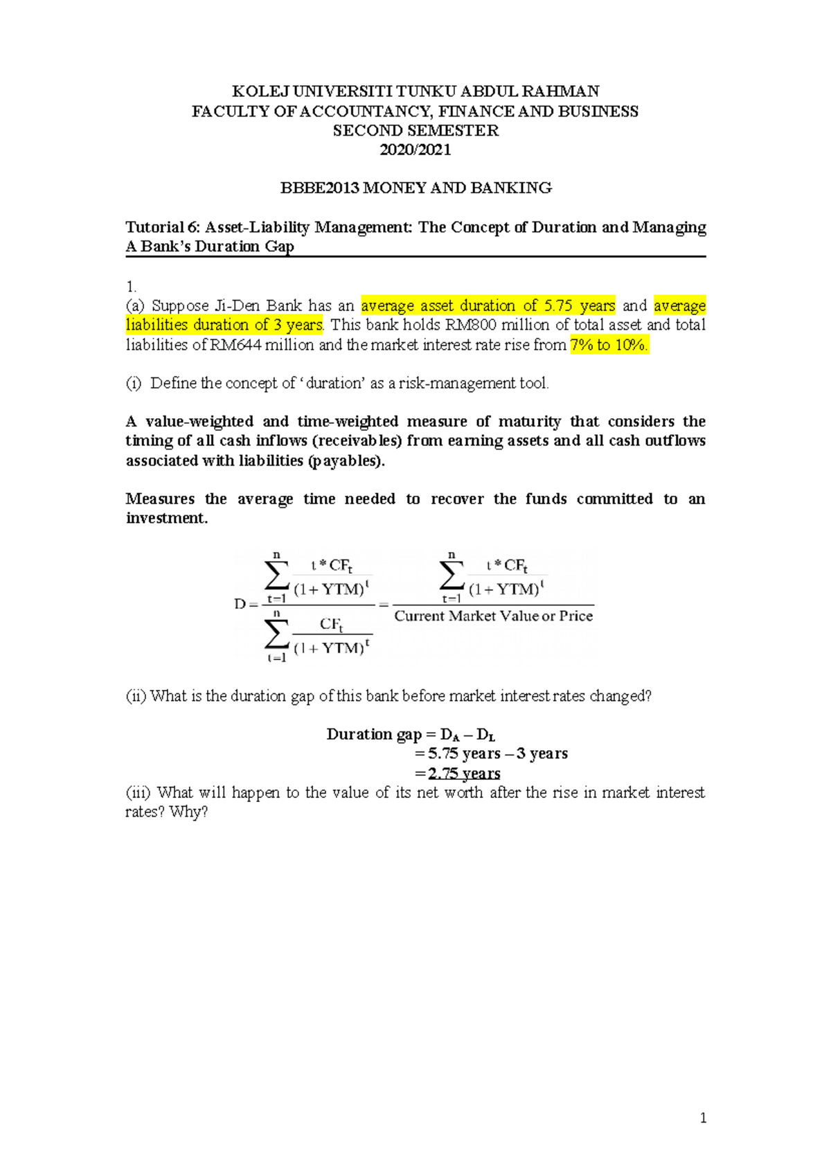 T6 BBBE2013 - Tutorial Answer - KOLEJ UNIVERSITI TUNKU ABDUL RAHMAN ...