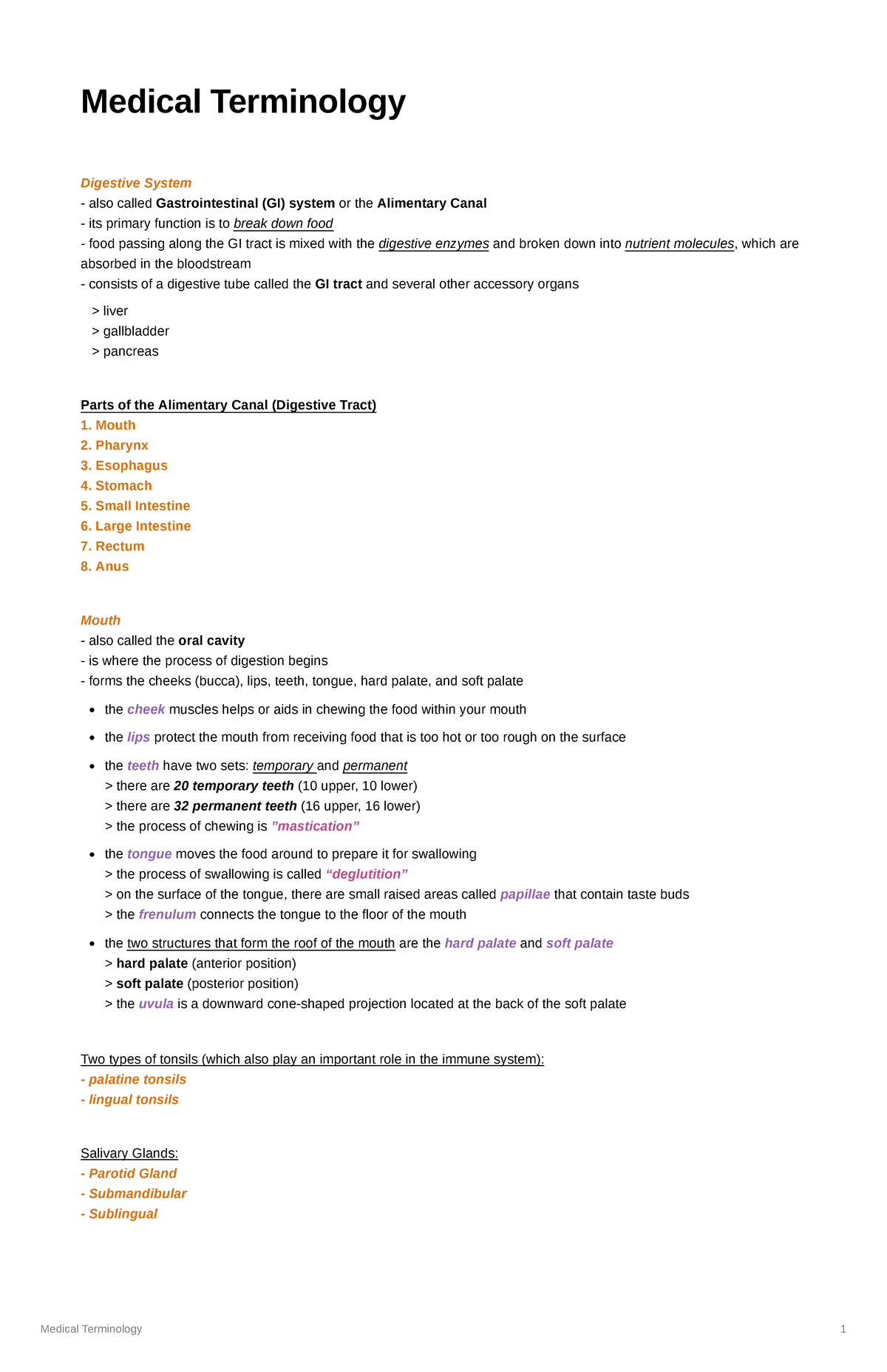 Medical Terminology (Digestive System) - Medical Terminology Digestive ...