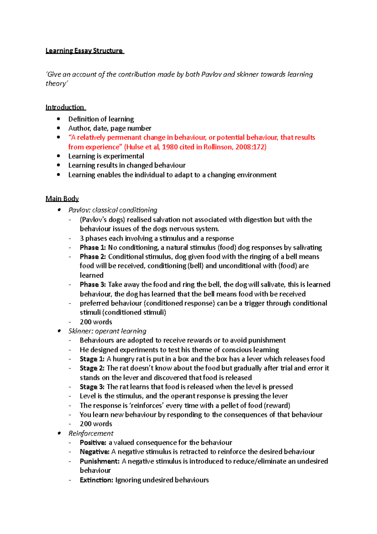 Learning Essay Structure - Learning Essay Structure ‘Give an account of ...