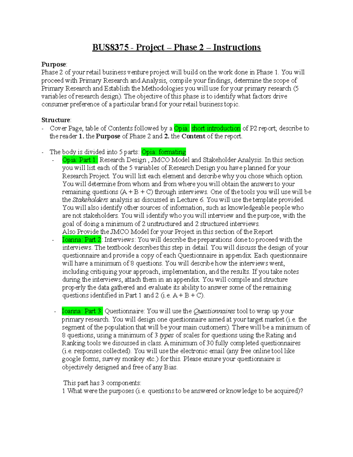 BUS 8375 Project P2 Instructions - Spring 2021 - BUS8375 - Project – Phase 2 – Instructions ...