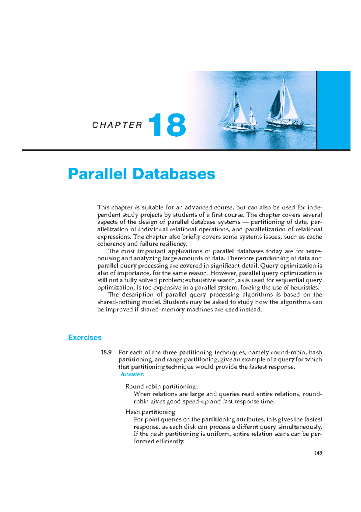 Answer to Database System Concepts - C H A P T E R 18 Parallel ...