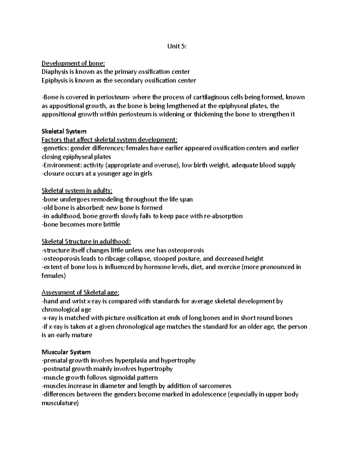Unit 5- developmental and aging body systems - Unit 5: Development of ...