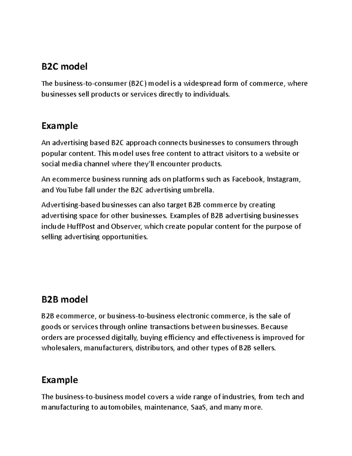 Ict 02 - B2C model The business-to-consumer (B2C) model is a widespread ...