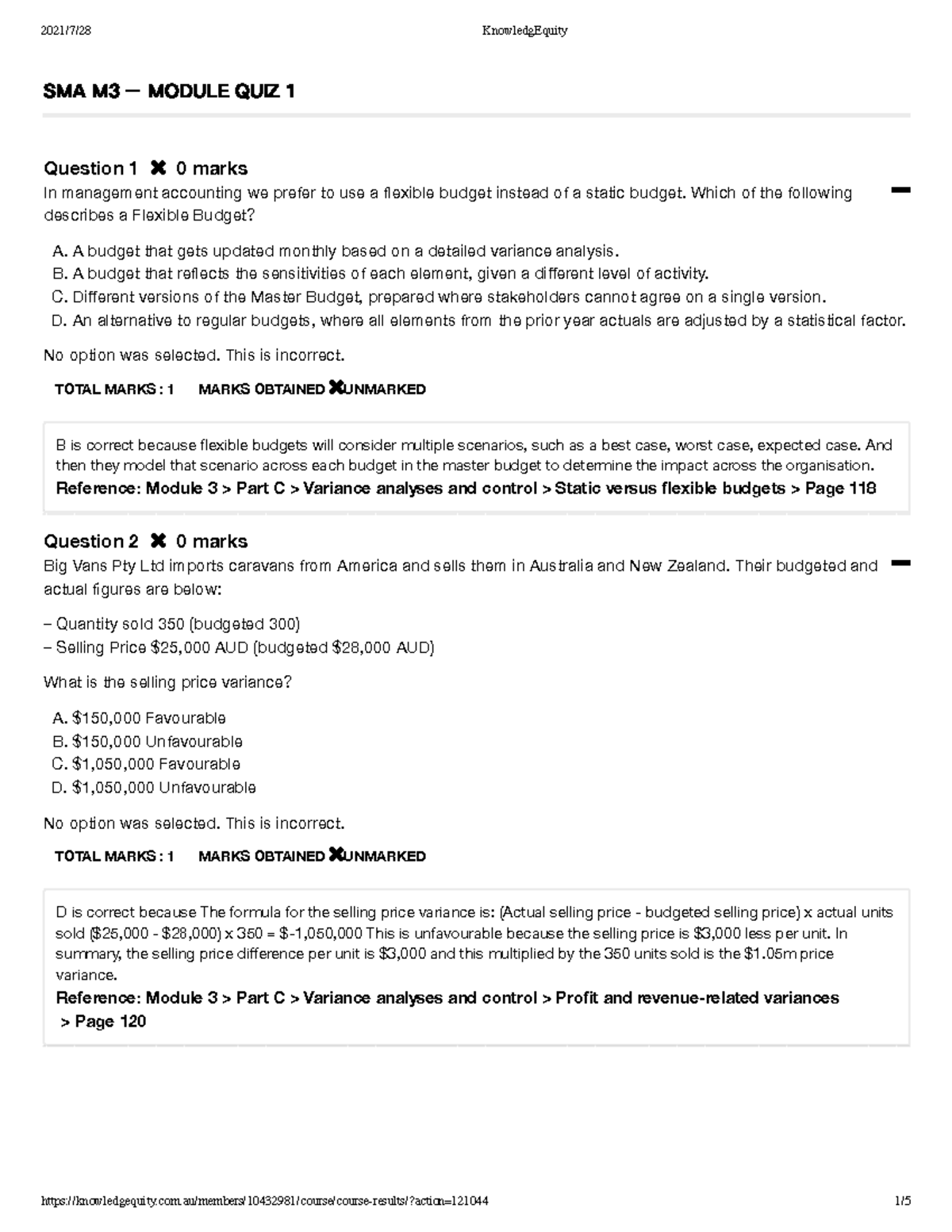 SMA M3 – Module QUIZ 1-1 - Sma study guide 3rd edn(highlighted) - SMA ...