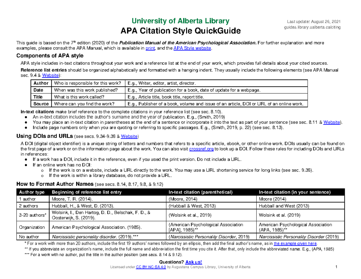 Apa qg ual 7th ed 2021-08-26 - University of Alberta Library Questions ...