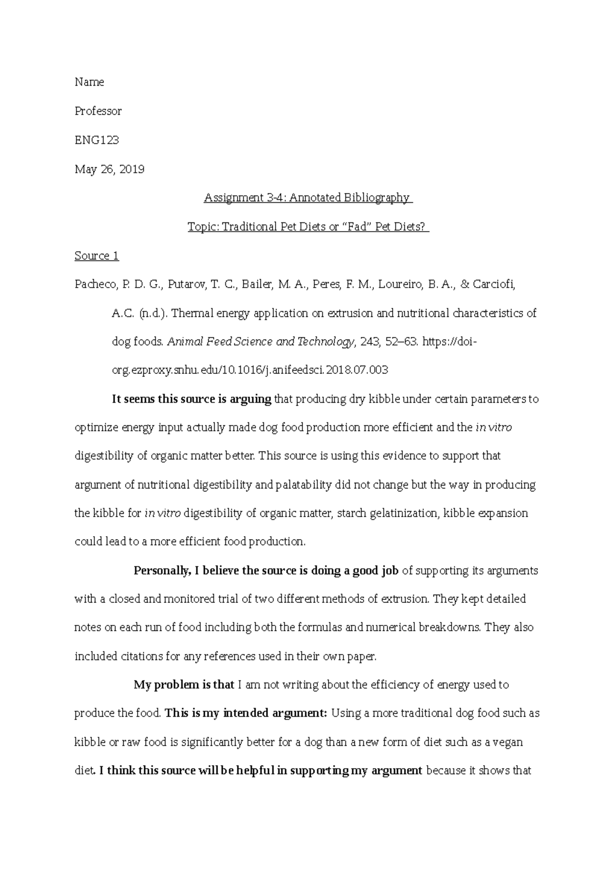 Sample Assignment 3-4 Annotated Bibliography (1) - Name Professor ENG ...