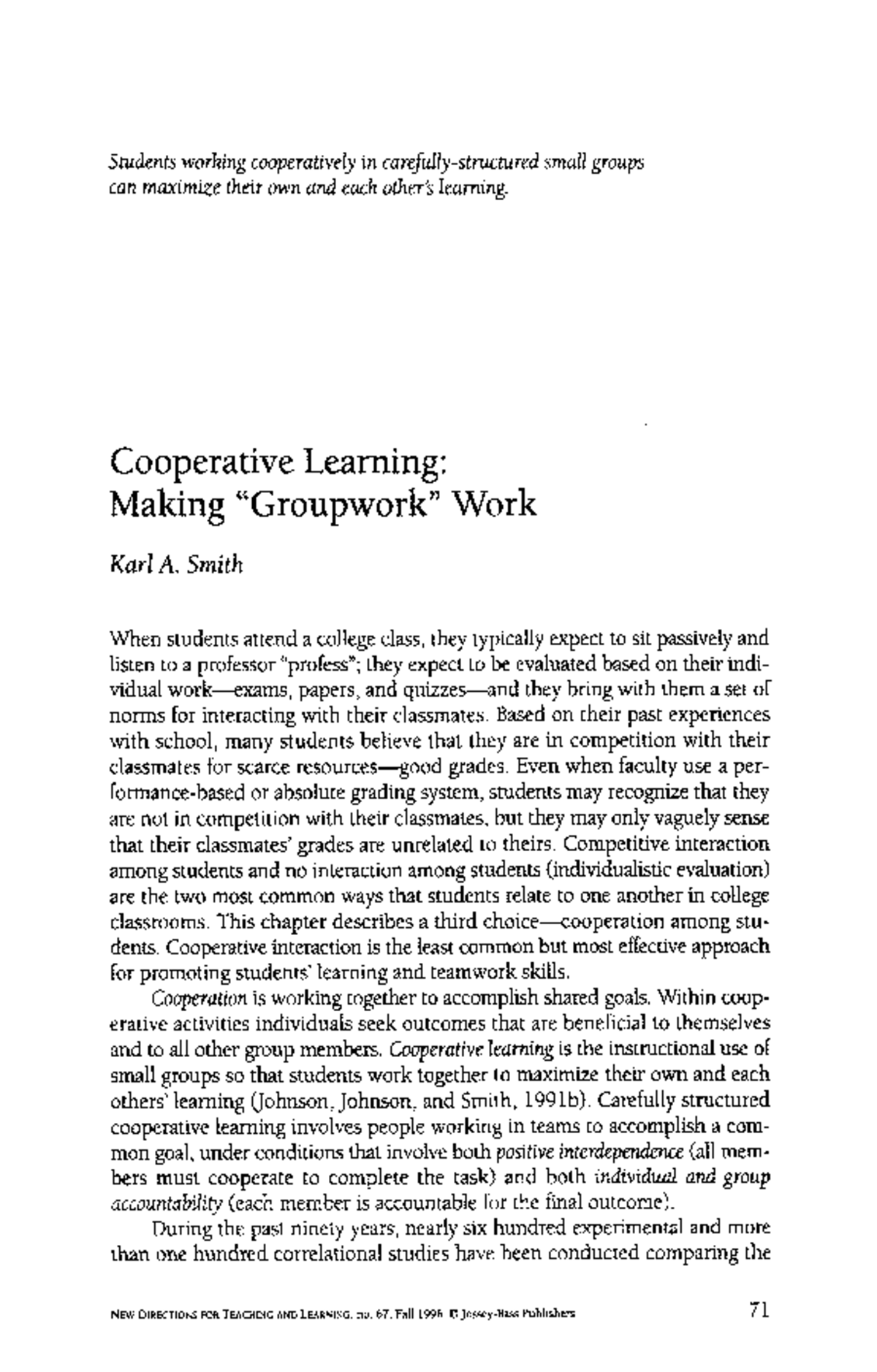 1 useful for reading Cooperative Learning Making Groupwork Work ...
