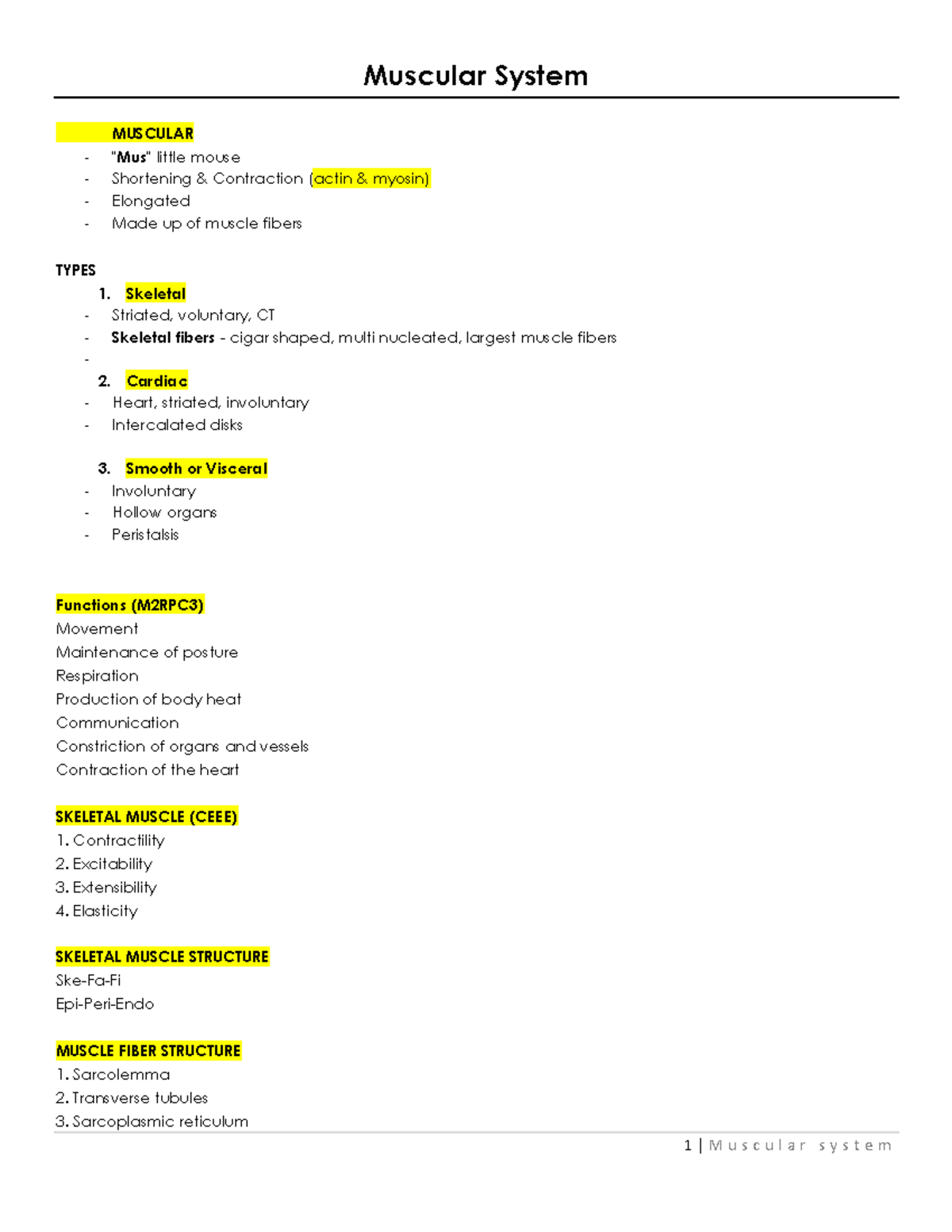 Muscular System lecture notes from Seeley's Anatomy and Physiology ...