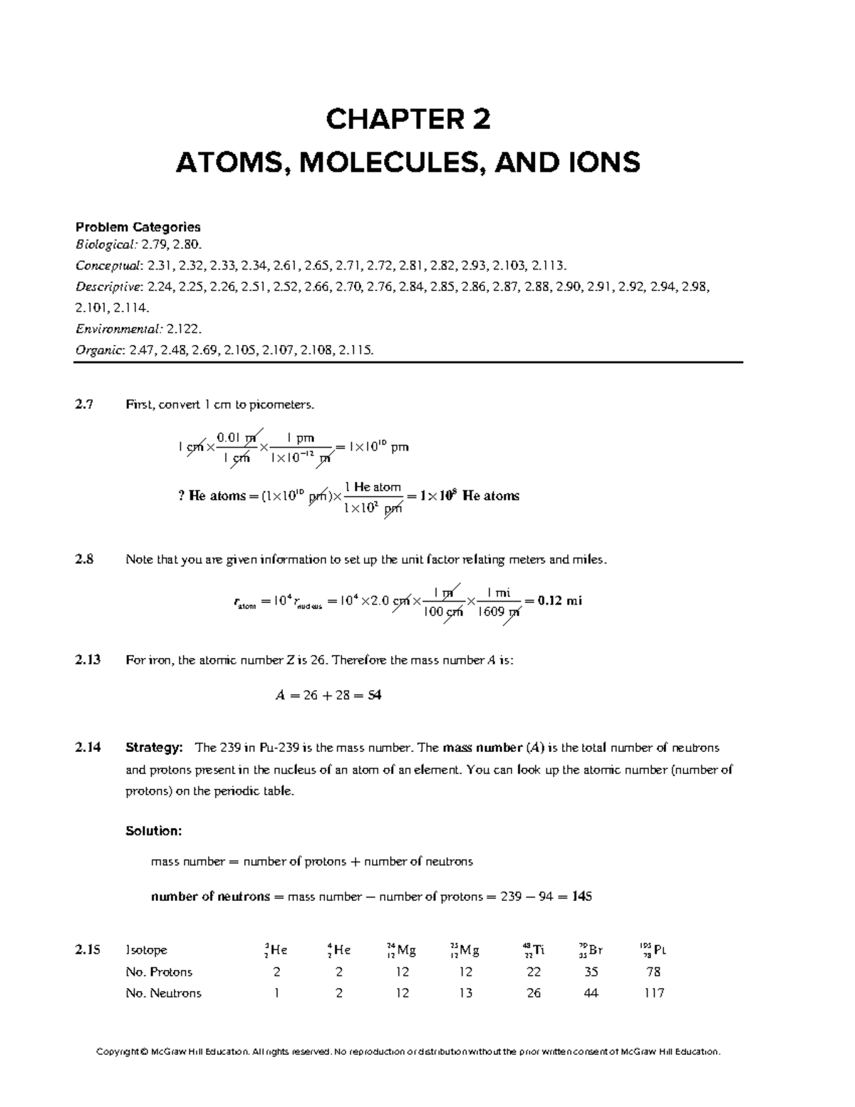 Chapter 02 ISM Chang 14e - CHAPTER 2 ATOMS, MOLECULES, AND IONS Problem ...