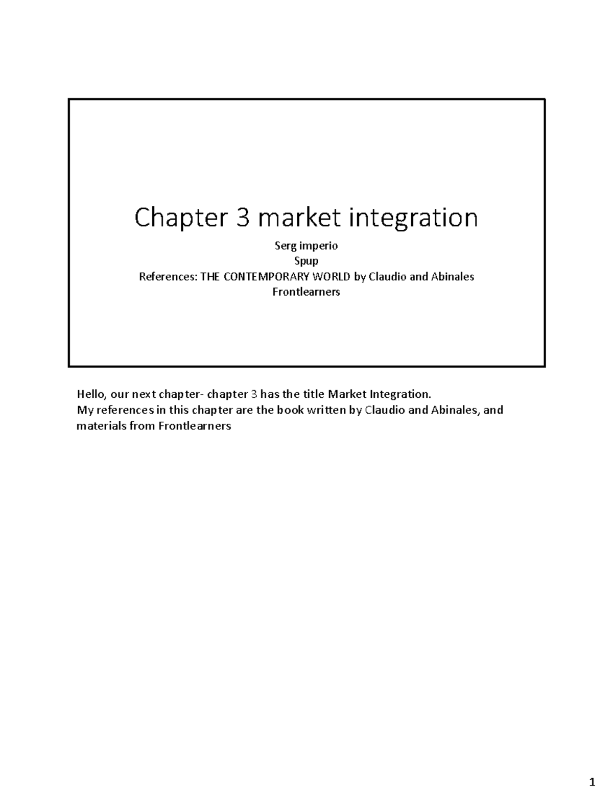 Chapter 3 market integration supplement new newer with notes - Chapter ...