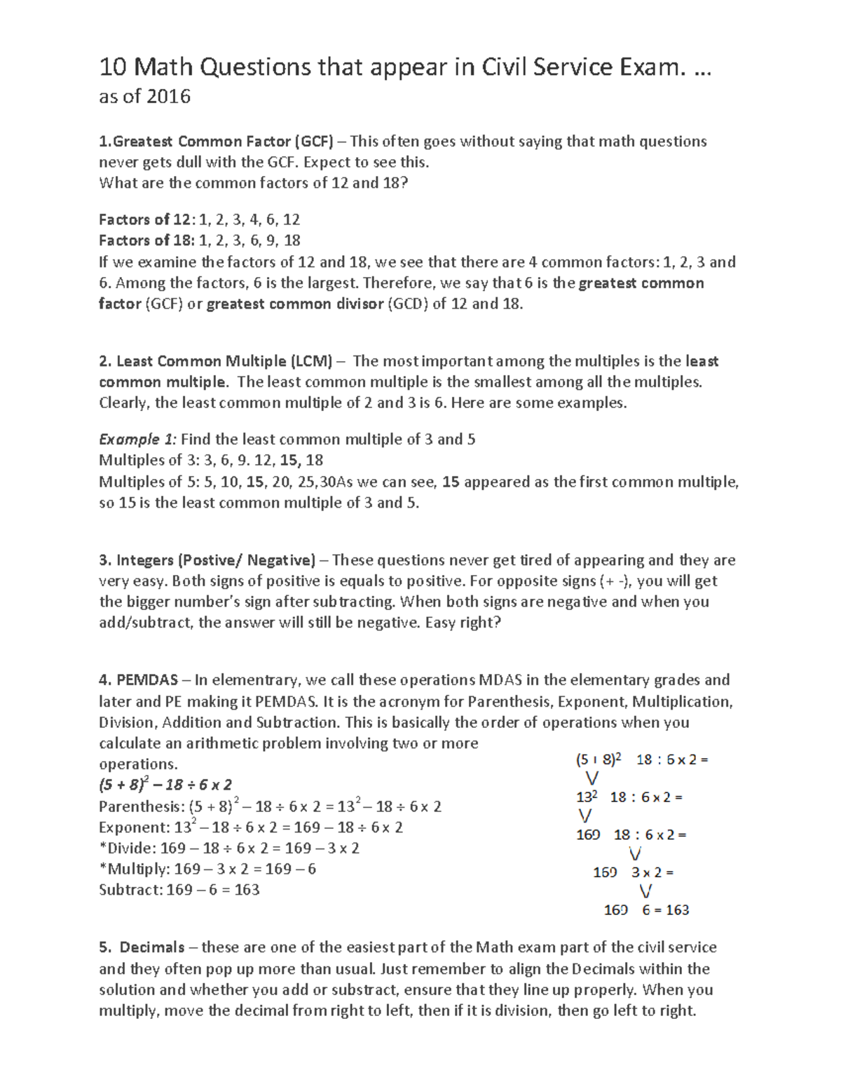 10 Math Questions that appear in CSE LMT - 10 Math Questions that ...
