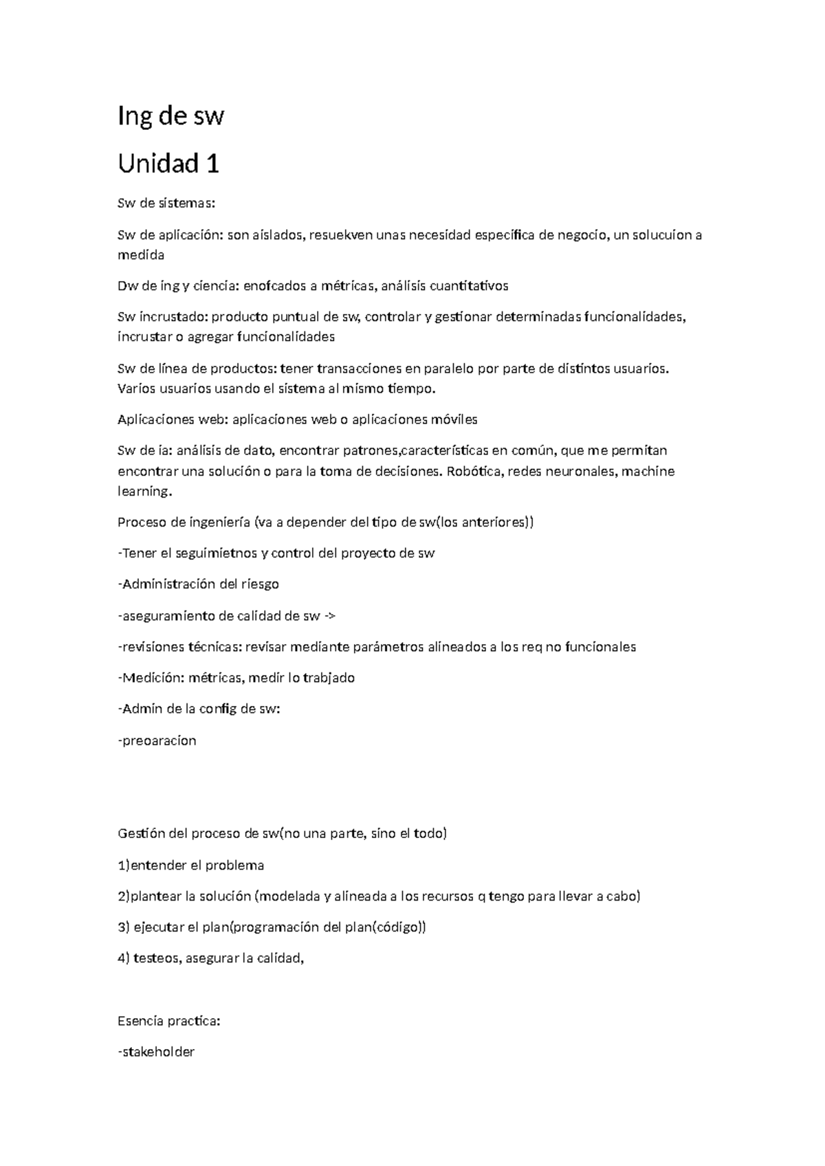 Ing de sw. apuntes - .......... - Ing de sw Unidad 1 Sw de sistemas: Sw ...