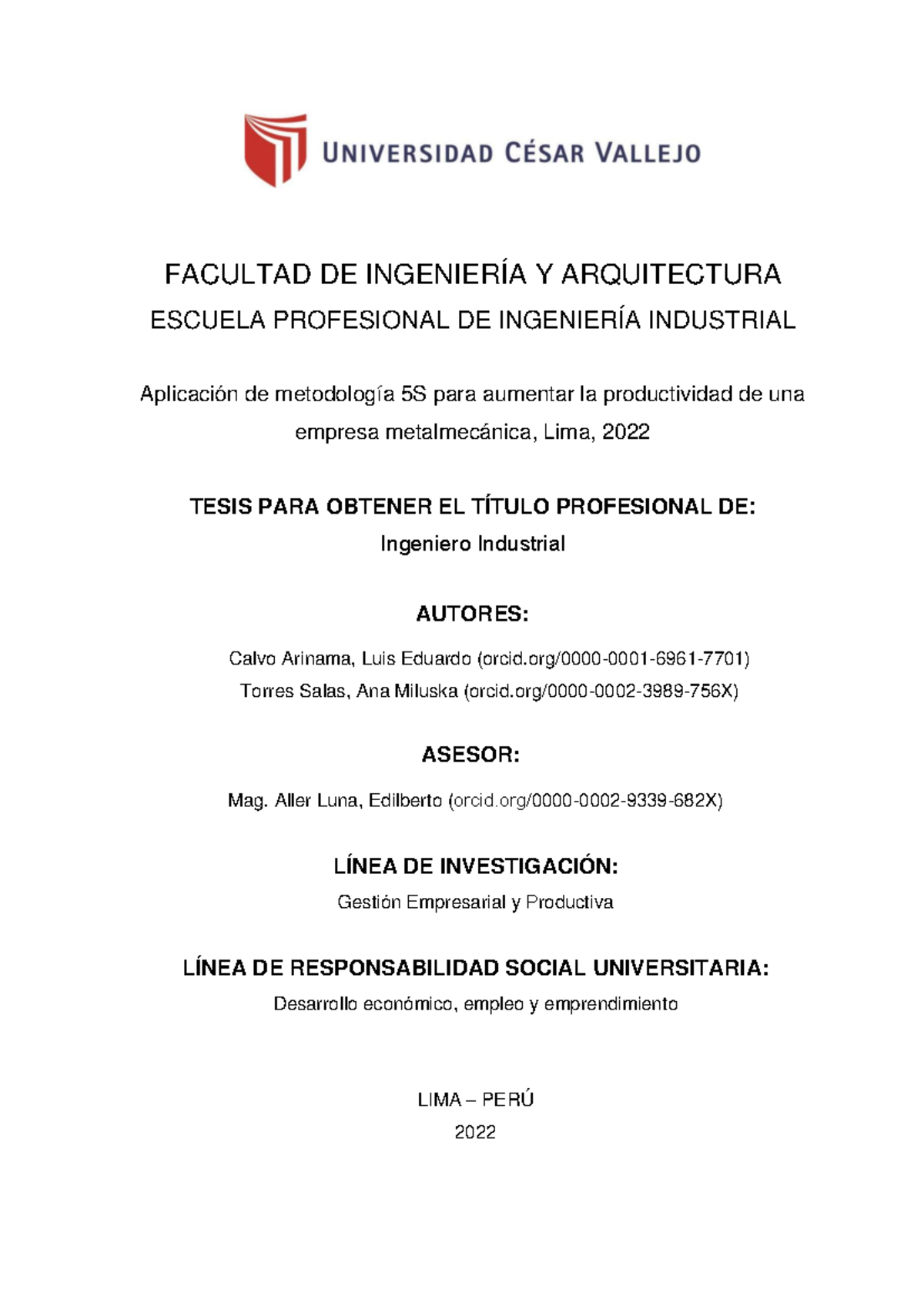 Calvo ALE-Torres SAM-SD - Caratula FACULTAD DE INGENIERÍA Y ...