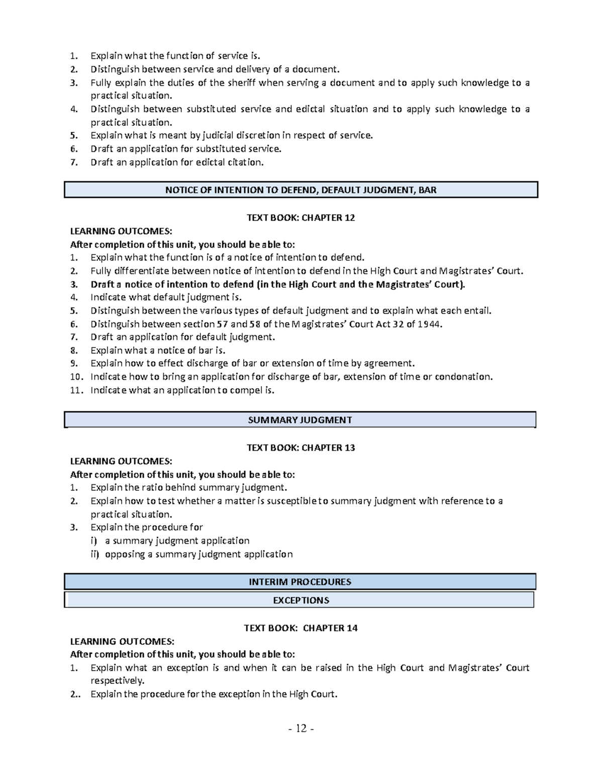 Civil proc co sm 2 - Explain what the function of service is ...