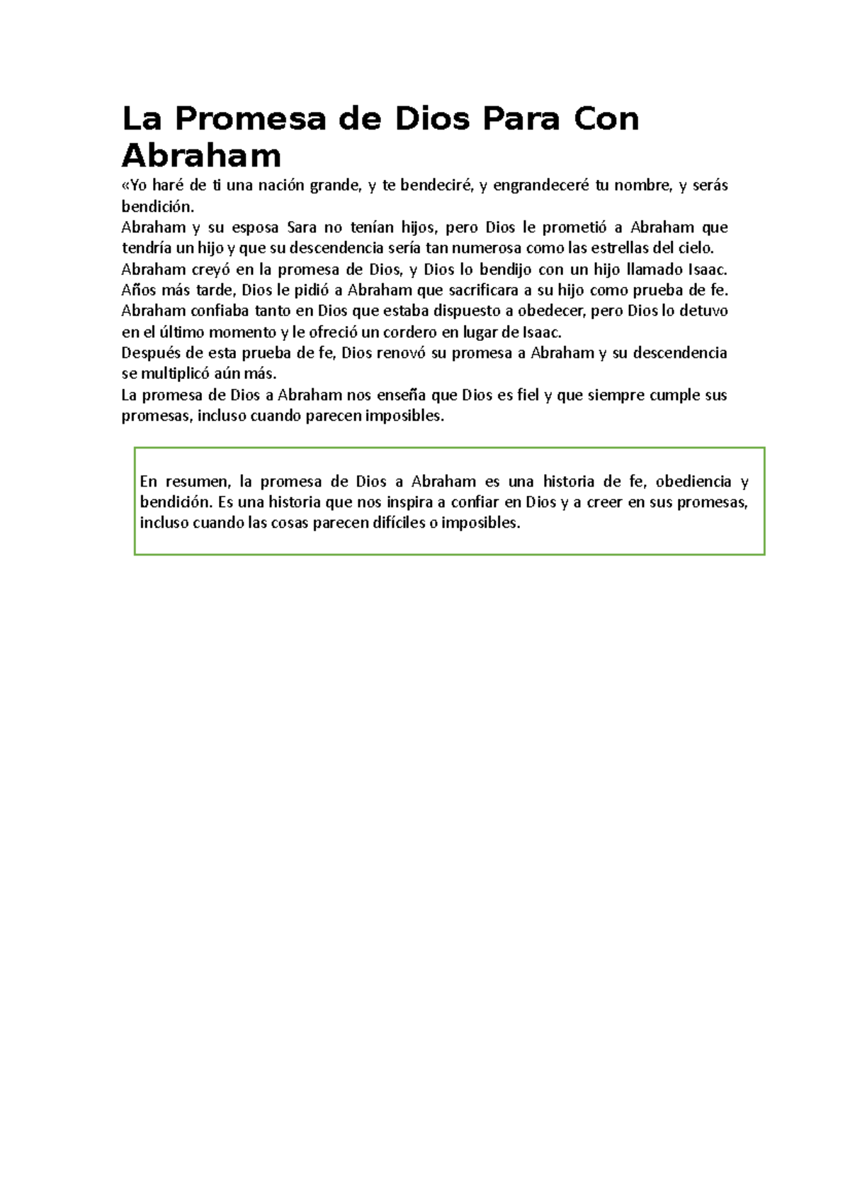 La Promesa de Dios - jhjkll - La Promesa de Dios Para Con Abraham «Yo ...