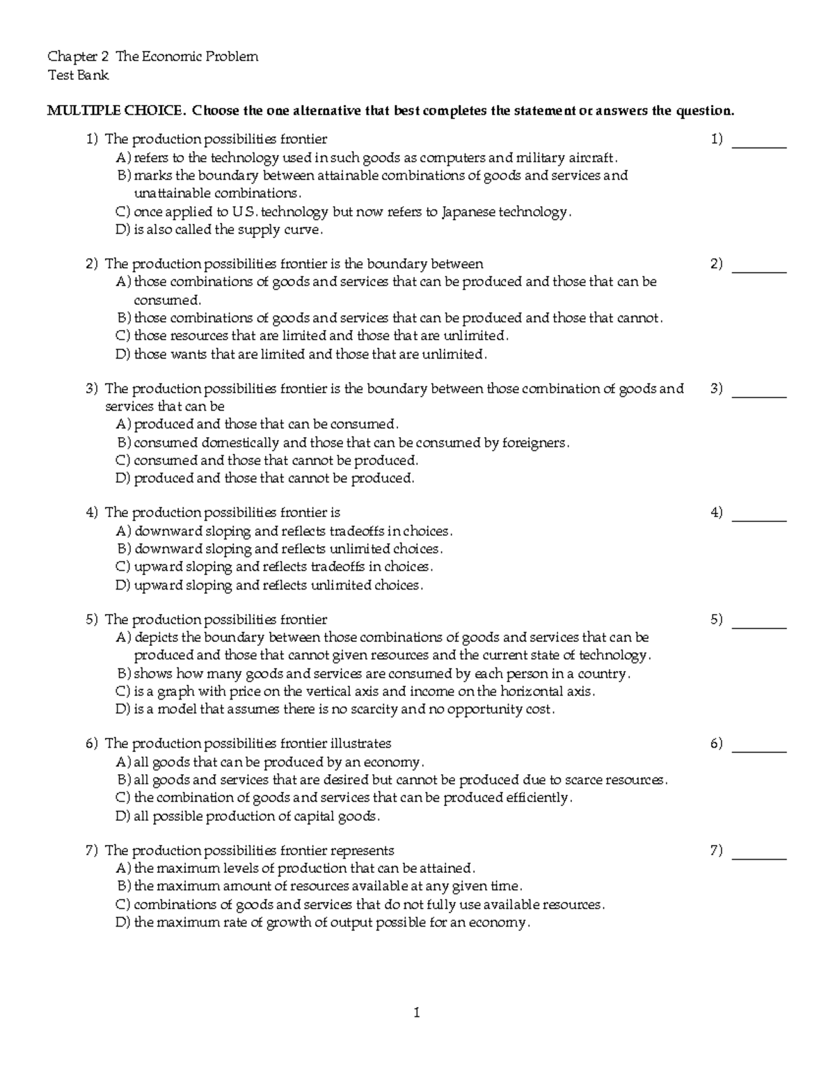Chapter two micro economics solutions manual - Chapter 2 The Economic ...