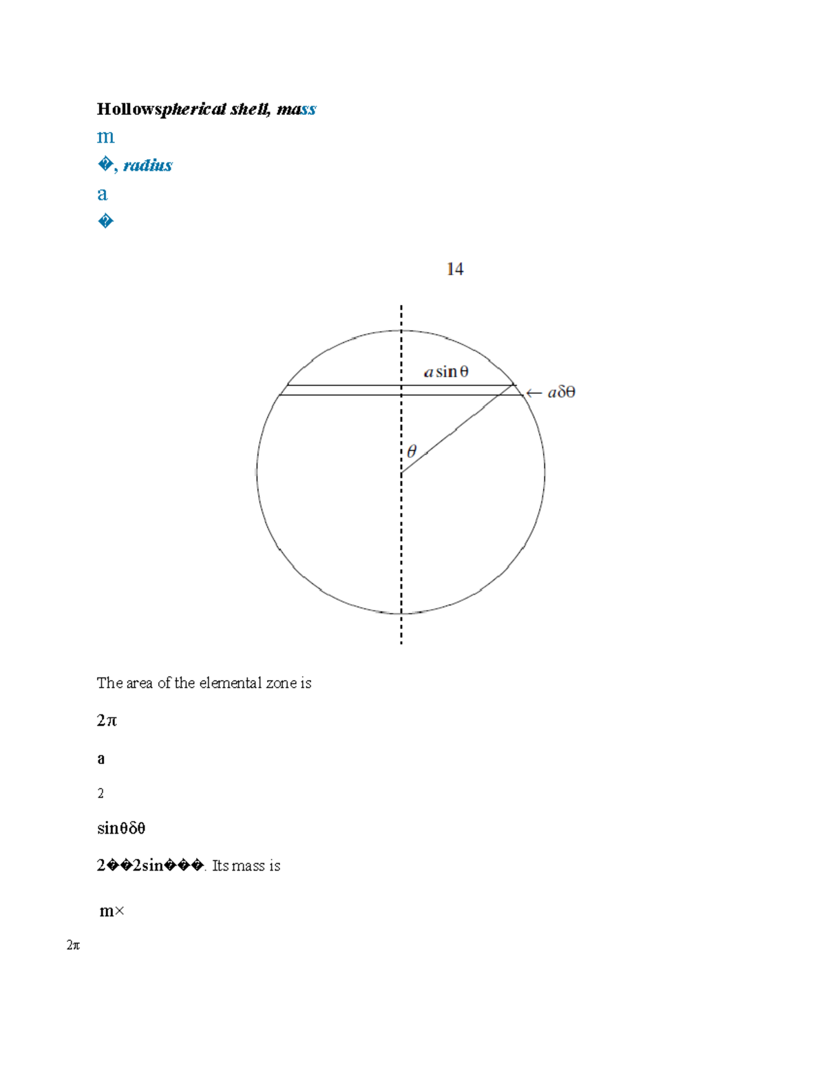 Three dimensional hollow objects - Hollowspherical shell, mass m ...