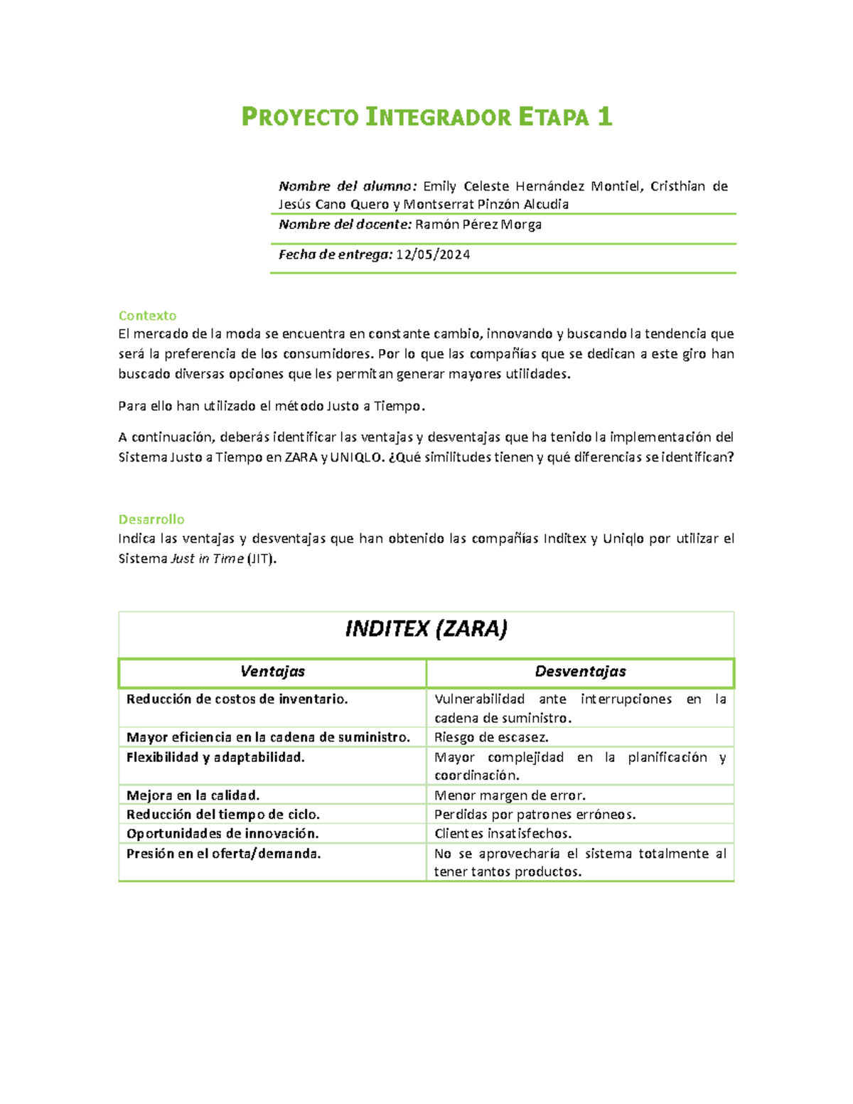 Proyecto Integrador etapa 1 - PROYECTO INTEGRADOR ETAPA 1 Nombre del alumno: Emily Celeste ...