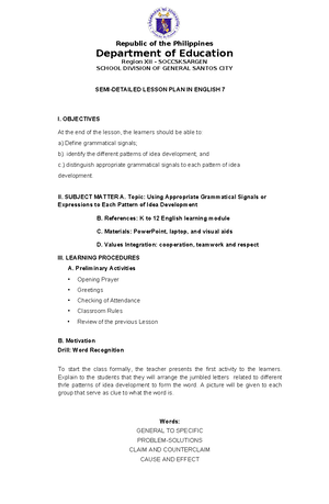 ESP Action PLAN 2021-2022 - Republic of the Philippines Department of ...