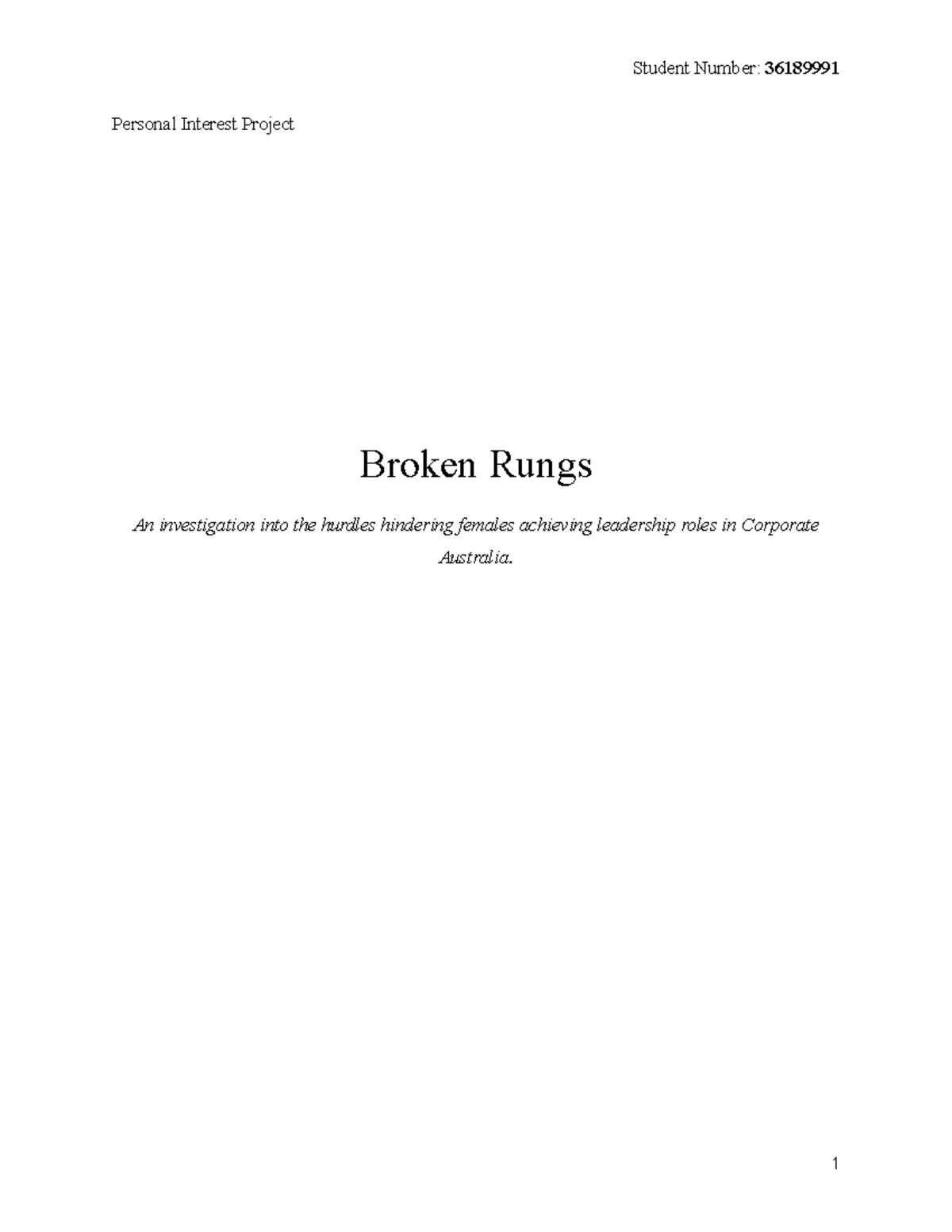 PIP- "Broken Rungs" - Personal Interest Project Broken Rungs An ...