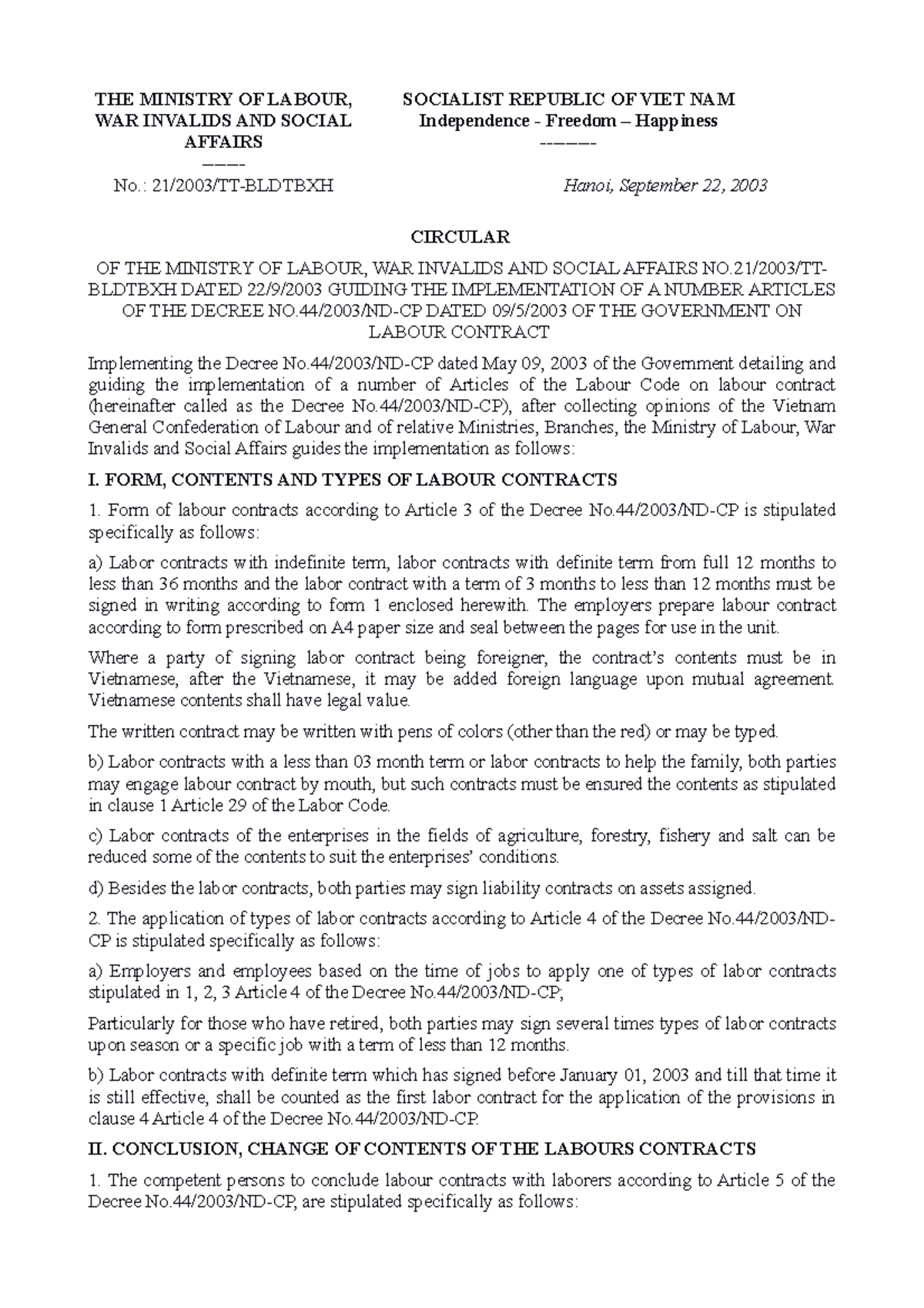 Labour Contract Form - hope for u - THE MINISTRY OF LABOUR, WAR ...