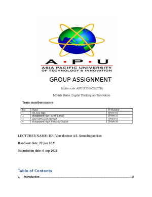 Full work - Good - GROUP ASSIGNMENT CT043-3-1-IN INTRODUCTION TO NETWORKING APU1F2106CS(IS ...