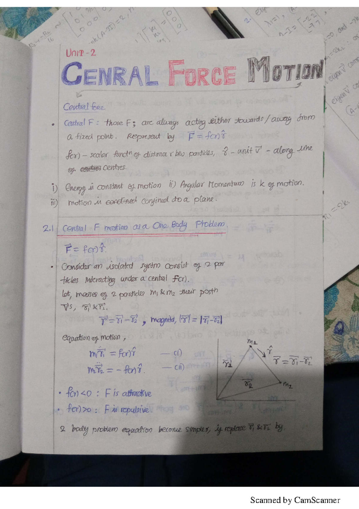 2nd sem Physics Note - 2. Central Force - Bsc physics - Studocu