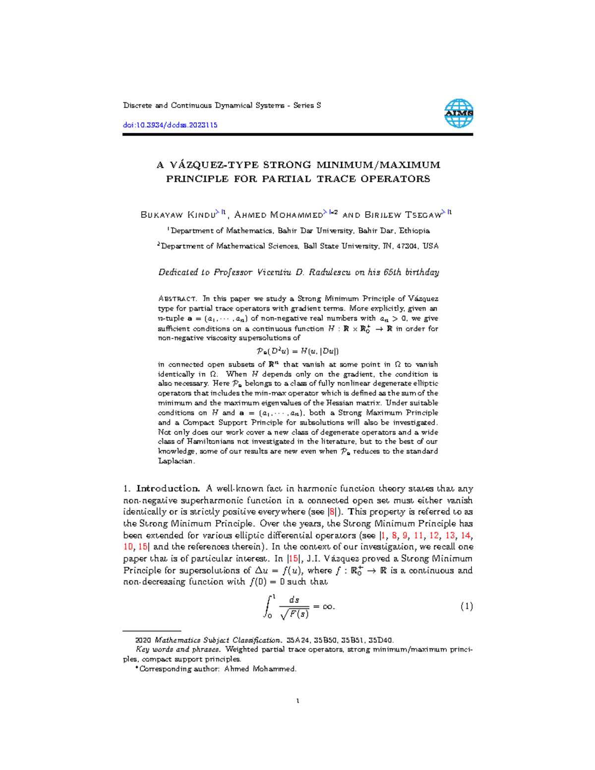 10 - The Strong Maximum/Minimum Principle - Discrete and Continuous Dynamical Systems - Series S ...