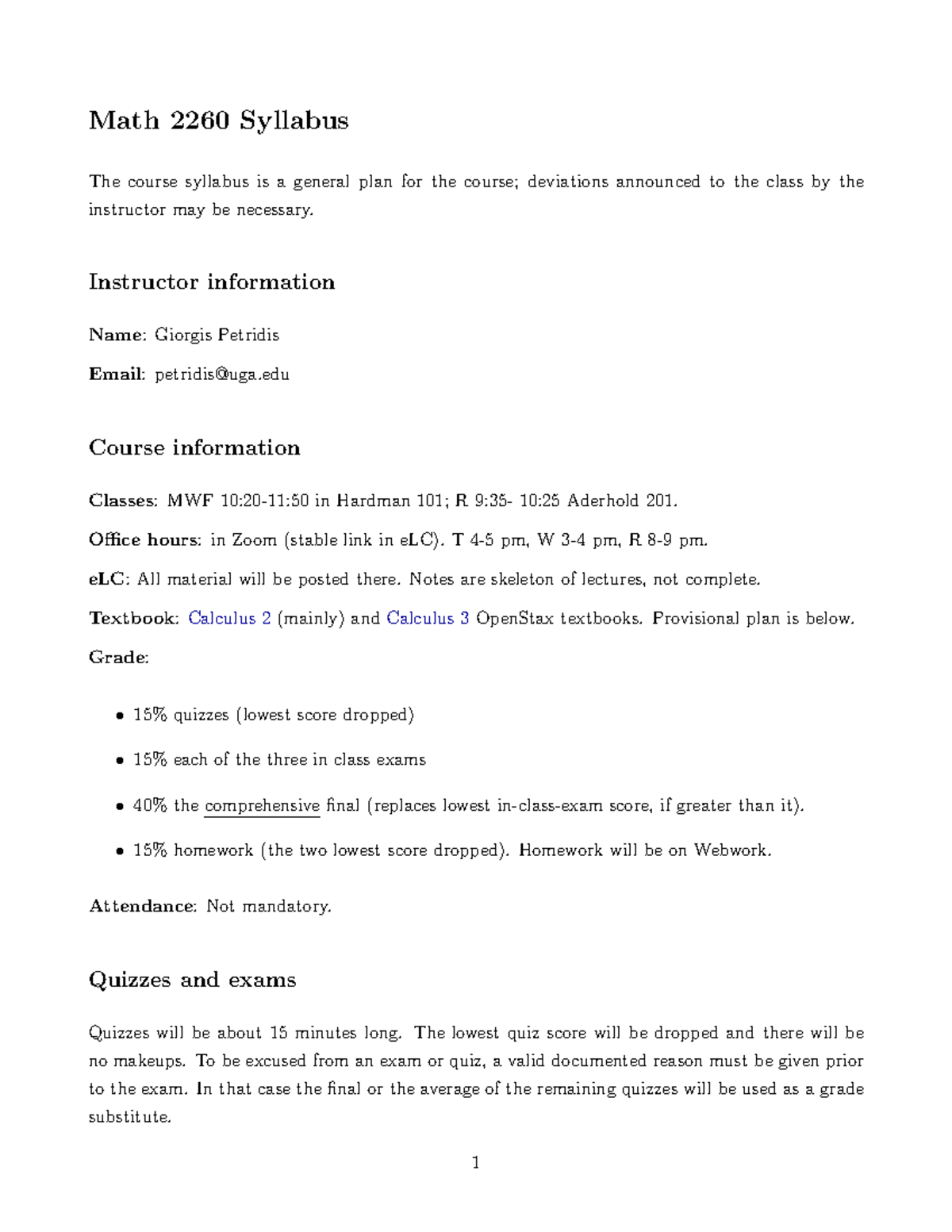 2260-Syllabus - this is the syllabus - Math 2260 Syllabus The course ...