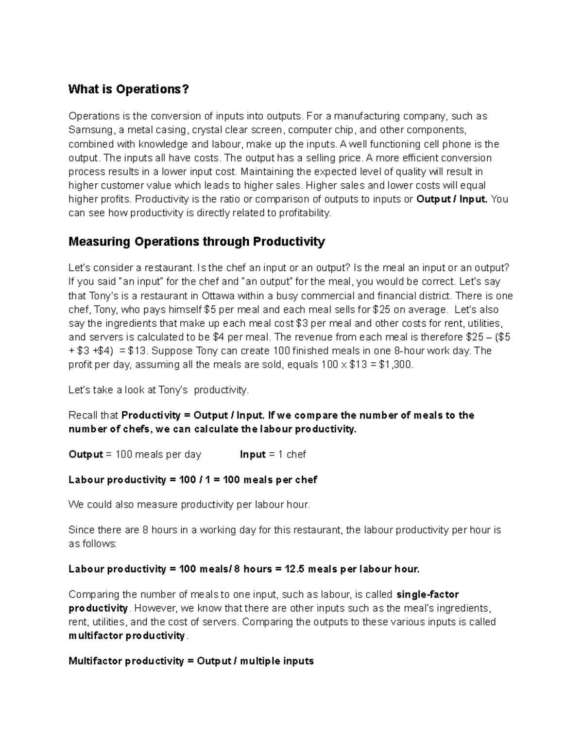 What is Operations - What is Operations? Operations is the conversion ...