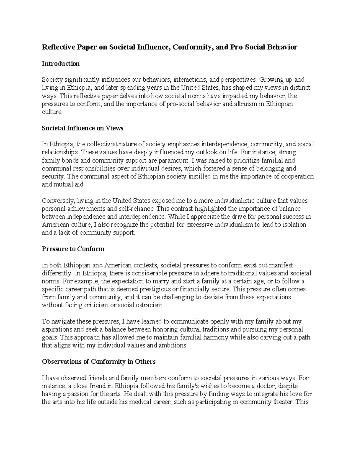Learning Journal Unit 6 - Reflective Paper on Societal Influence ...