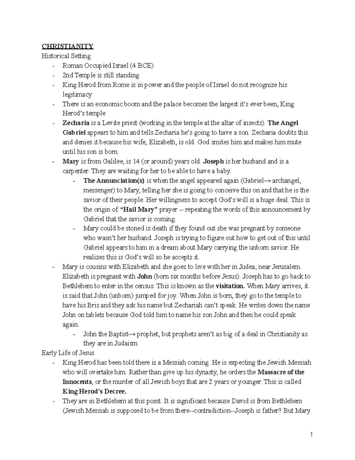 Religion Notes - Christianity - CHRISTIANITY Historical Setting - Roman ...
