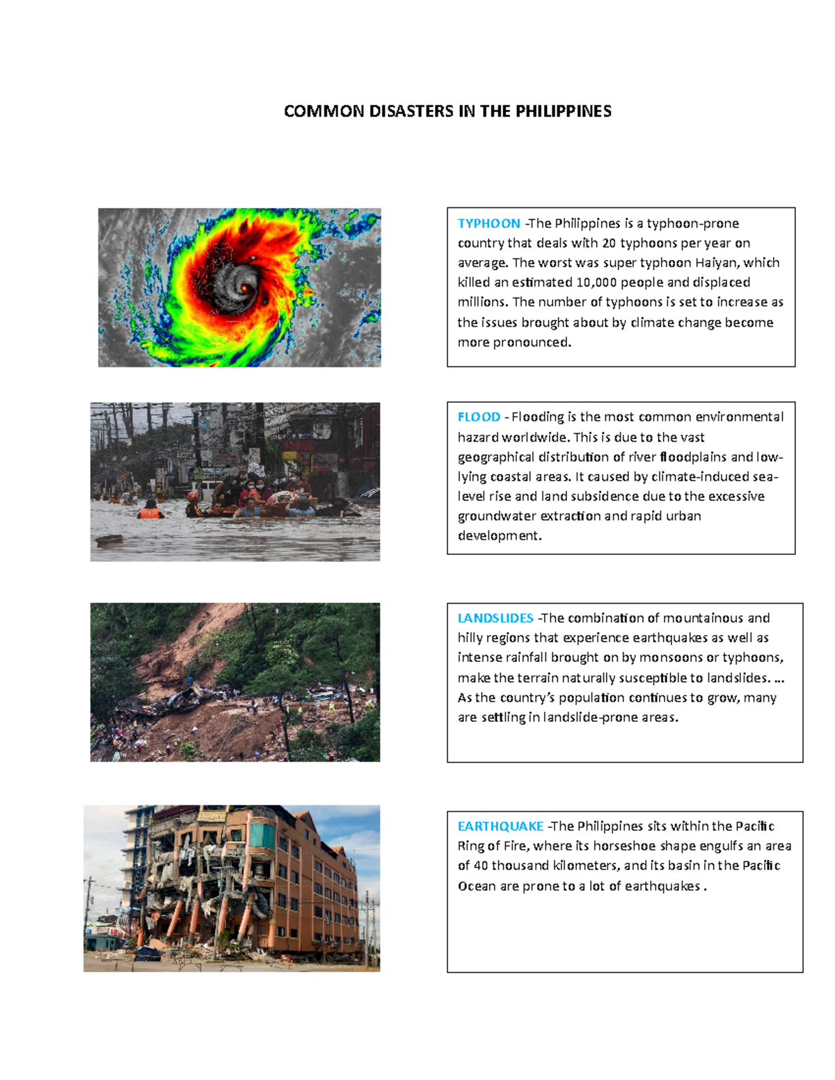 DRRL - Lecture notes 10 - COMMON DISASTERS IN THE PHILIPPINES ...
