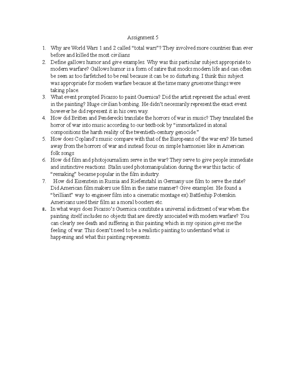 Encounters in humanities Assignment 5 - Assignment 5 Why are World Wars 1 and 2 called “total ...