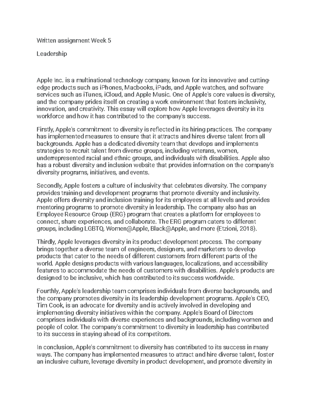 Leadership WA 5 - Written assignment week 5 - Written assignment Week 5 ...