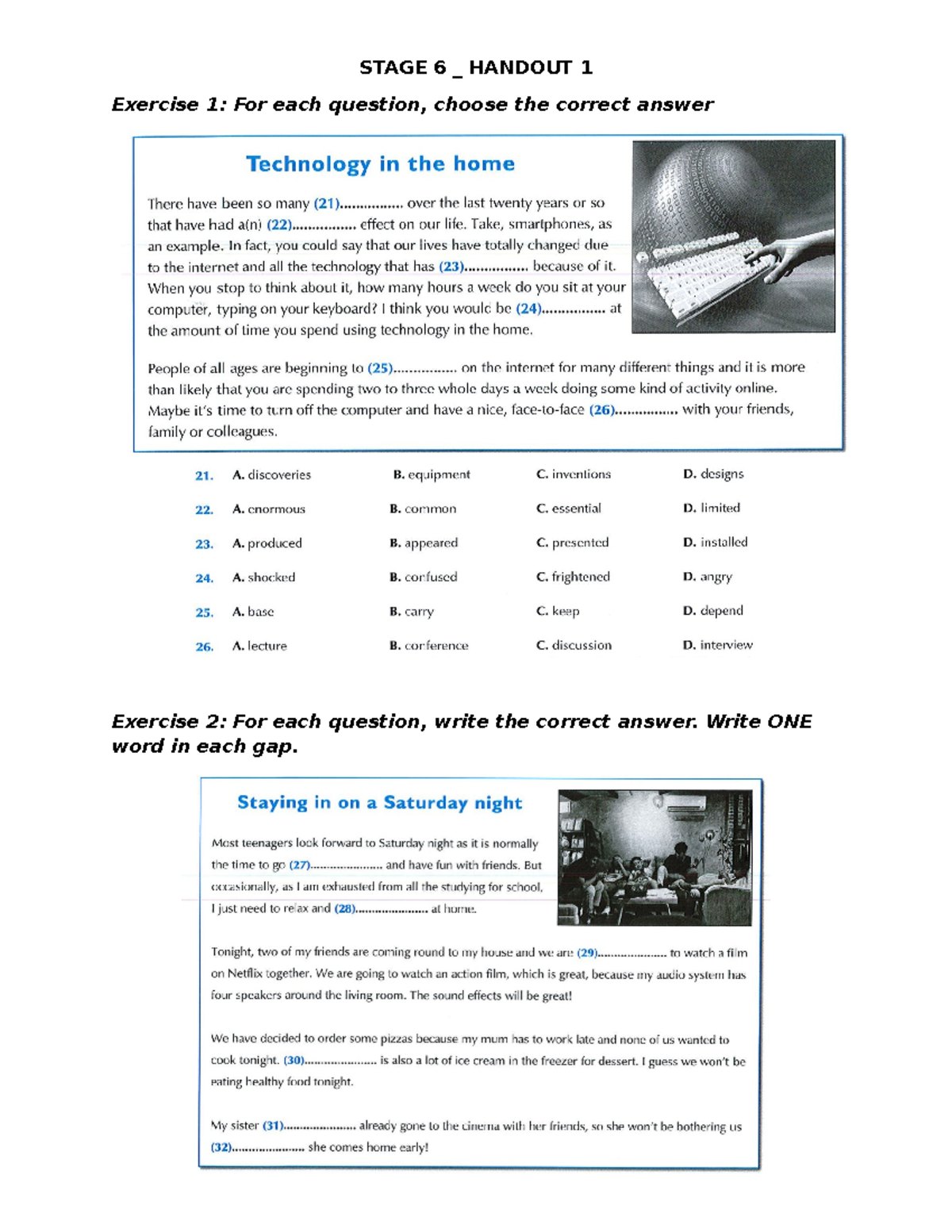 Stage 6 Handout 1 - Hành vi khách hàng - STAGE 6 _ HANDOUT 1 Exercise 1: For each question ...