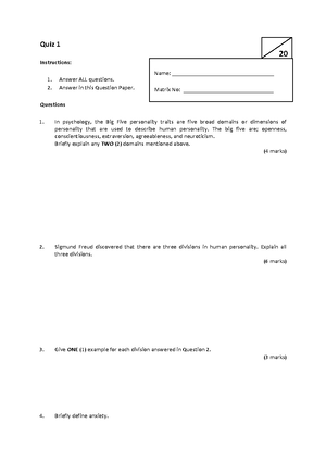 Quiz 2 - Question - Test 2 - IAD1162 – Human Personality and Team ...