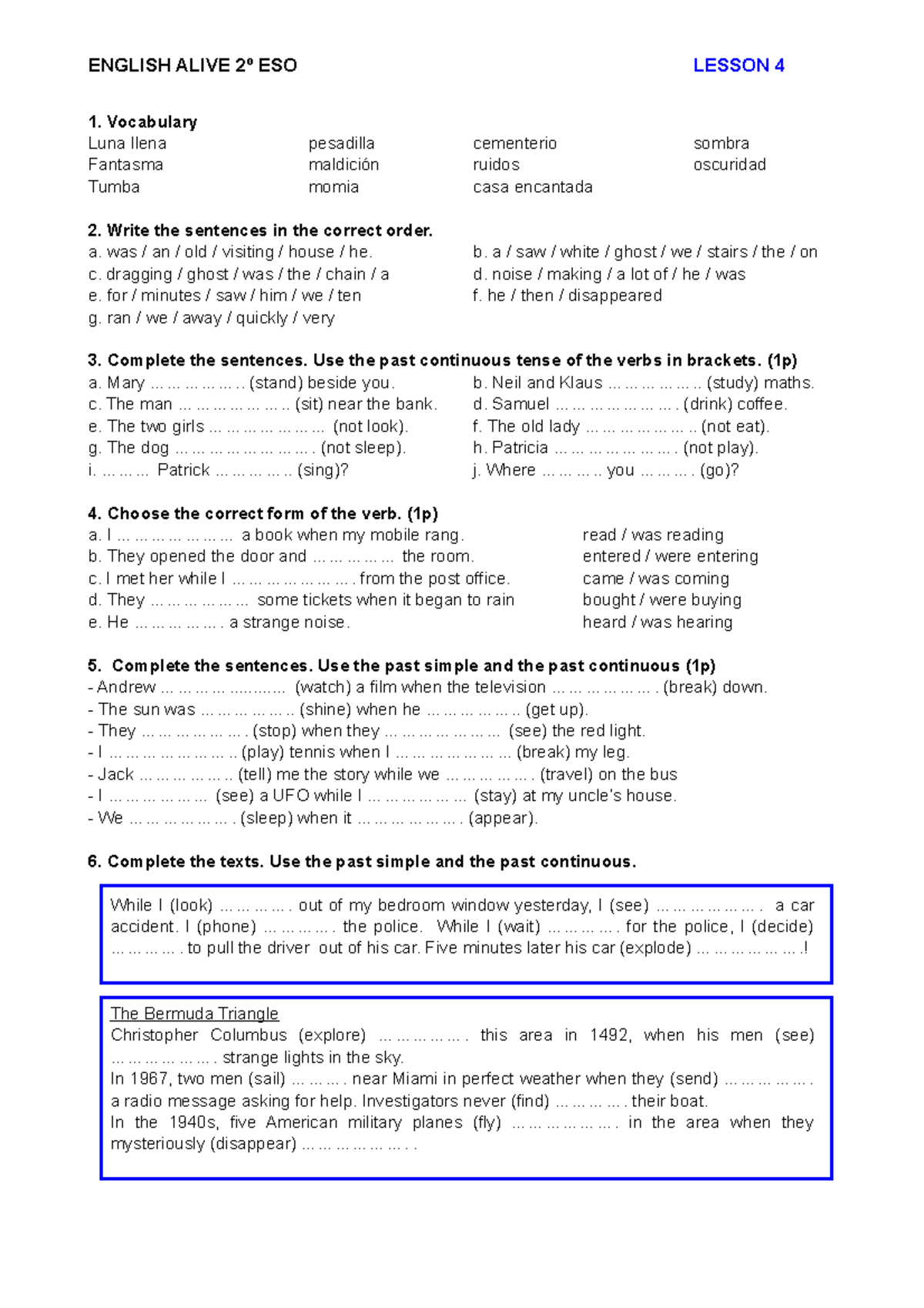 2º eso alive unit 4 printables - ENGLISH ALIVE 2º ESO LESSON 4 1 ...