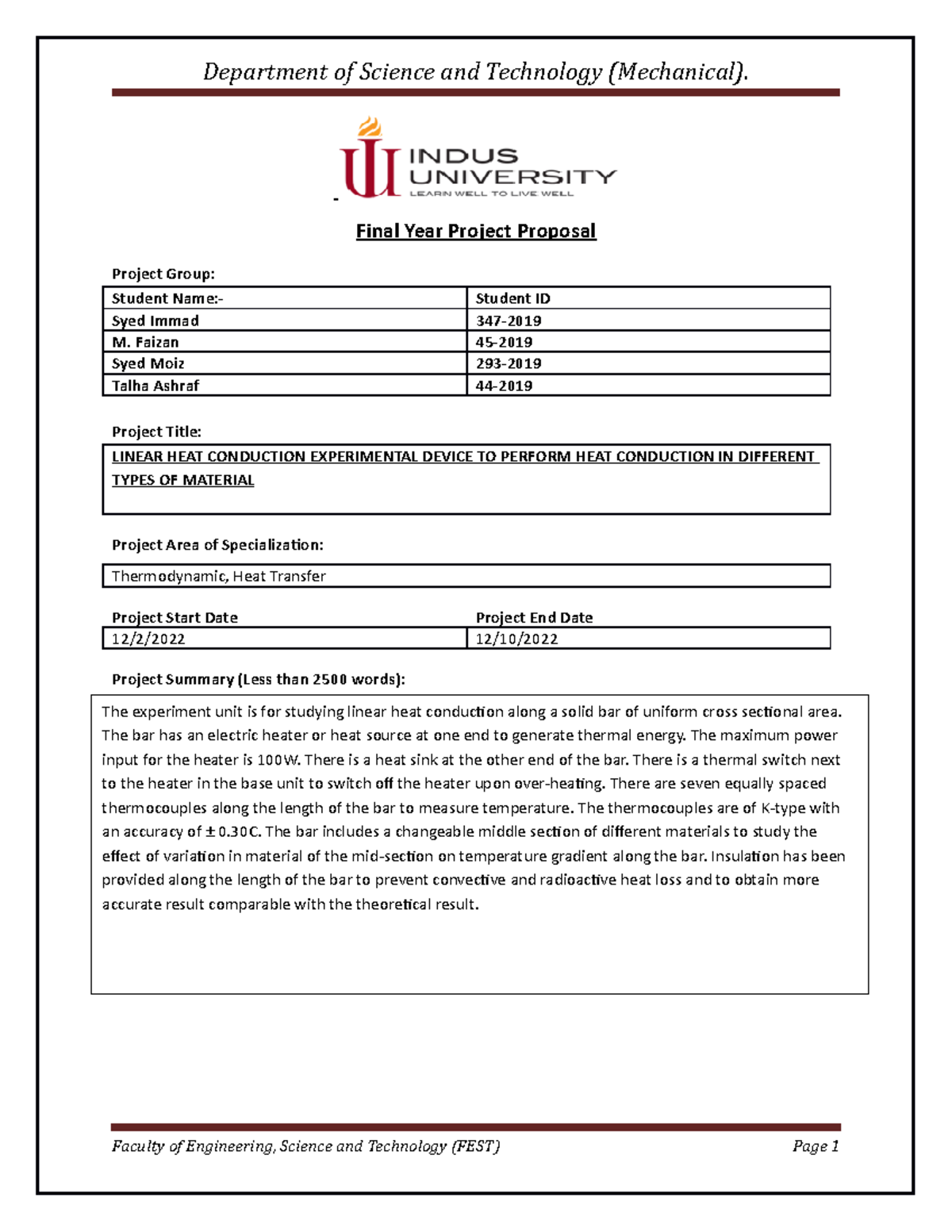 Final Year Project Proposal Syed immad - Final Year Project Proposal ...