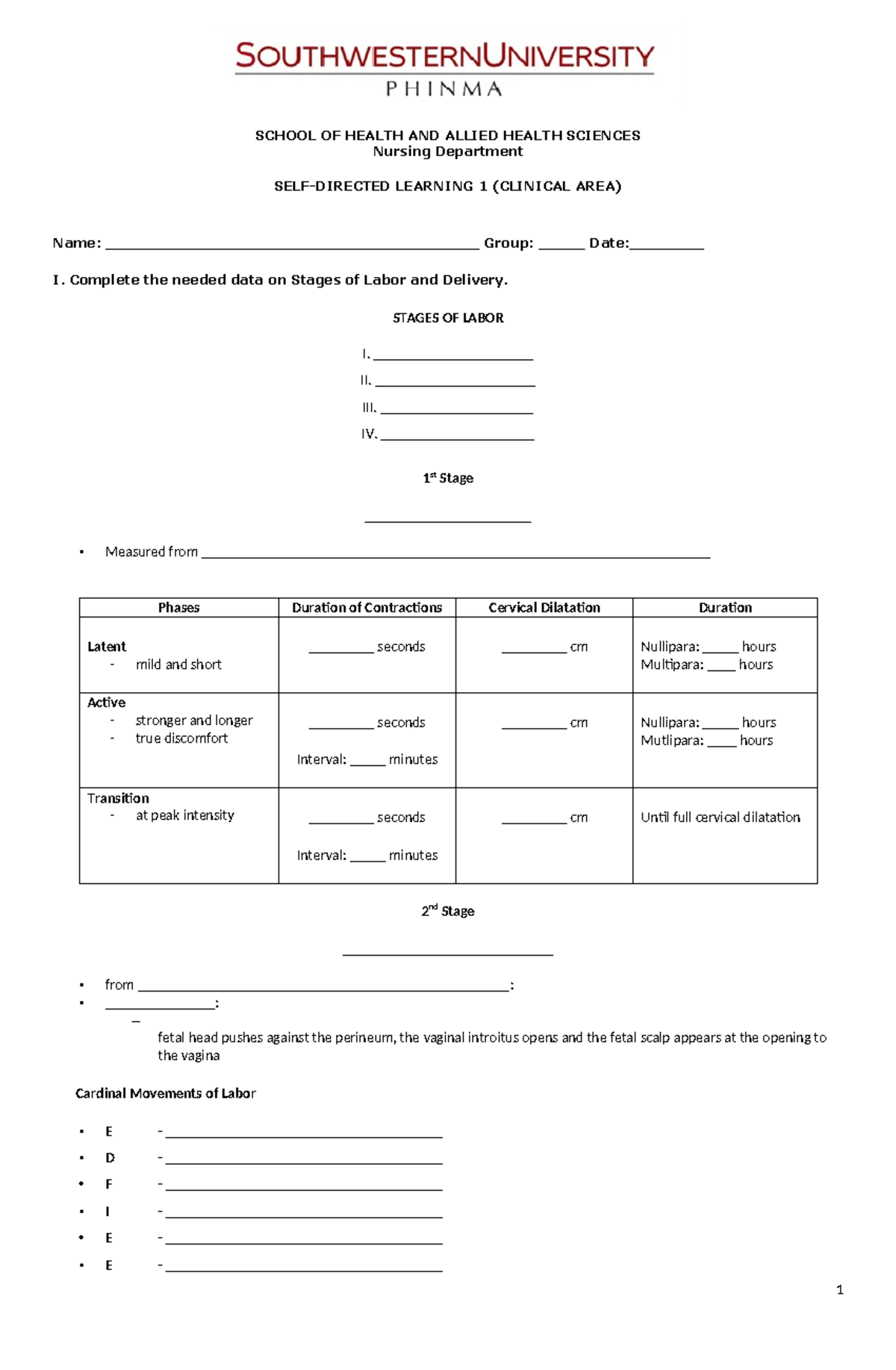 ECS GH SDL for DR - MS subject - SCHOOL OF HEALTH AND ALLIED HEALTH ...