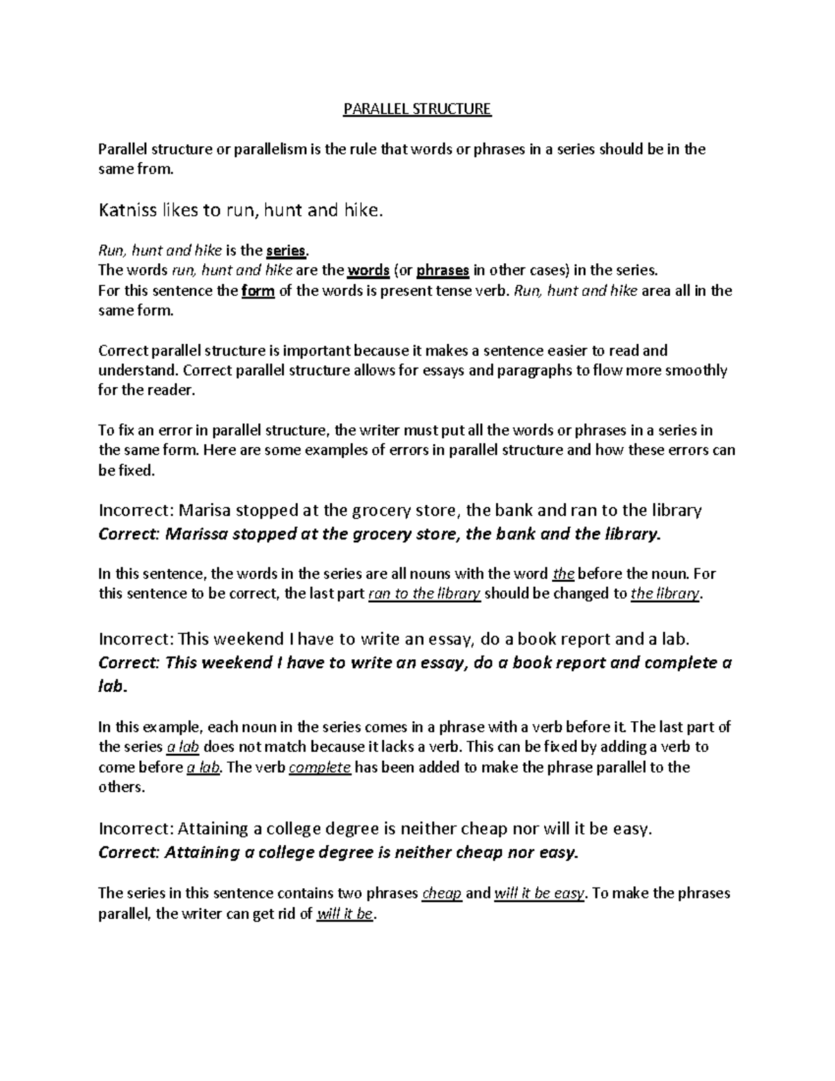 Parallel structure even - PARALLEL STRUCTURE Parallel structure or ...