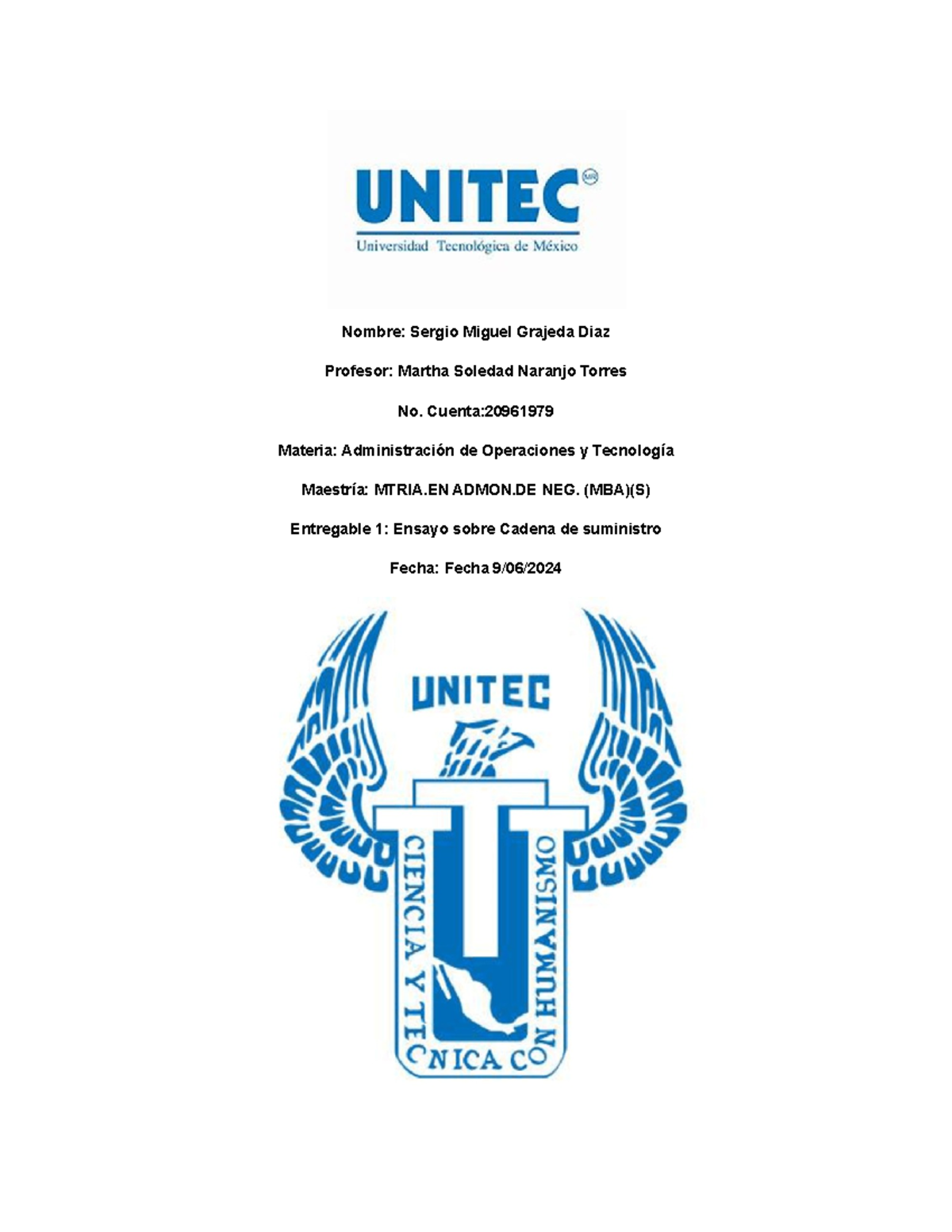 Ensayo sobre cadena de suministro - Nombre: Sergio Miguel Grajeda Diaz ...