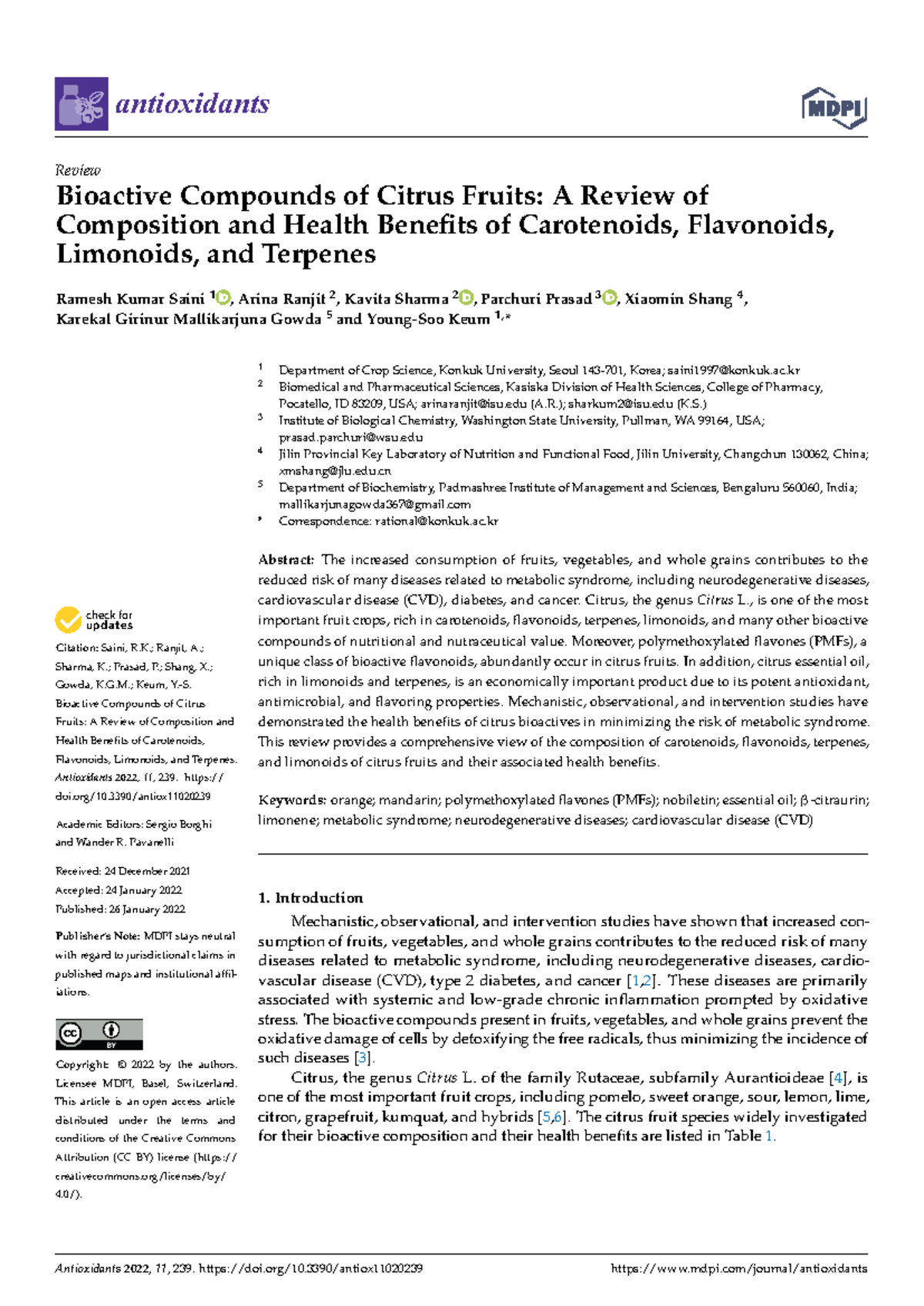 2022 - Bioactive Compounds of Citrus Fruits - Composition and Health Benefits of Carotenoids ...
